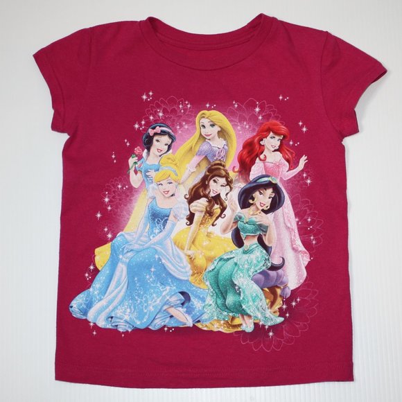 Disney | Shirts & Tops | Disney Store Girls Pink Princess Theme Tshirt ...